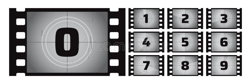 Film Countdown Frame. Retro Movie Reel. Counted Down Numbers. Visual ...