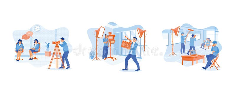 The Film Crew Team is Filming in the Studio. Behind the Scenes of the ...