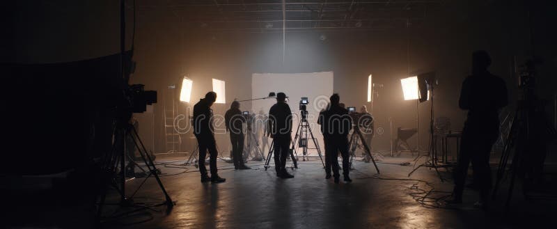 The Film Crew Works Diligently in a Professional Studio Environment..AI ...