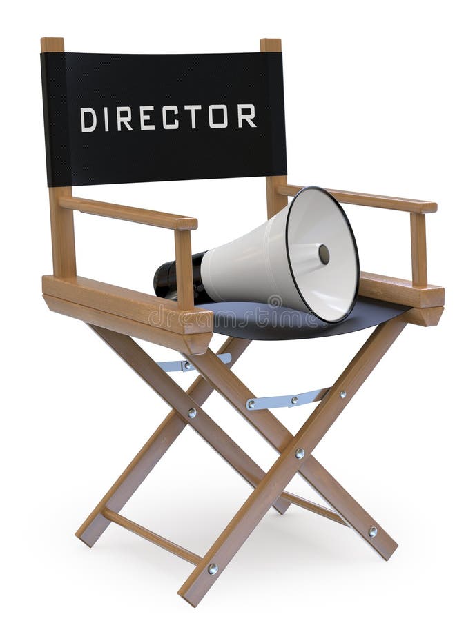 Film Director S Chair with a Megaphone Back View Stock Illustration ...