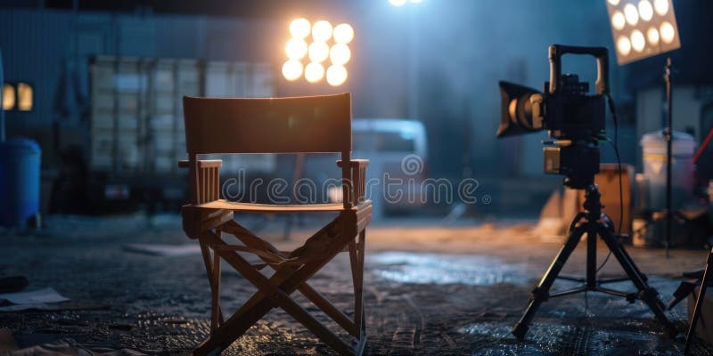 Film Director S Chair and Camera Stock Photo - Image of movie, studio ...