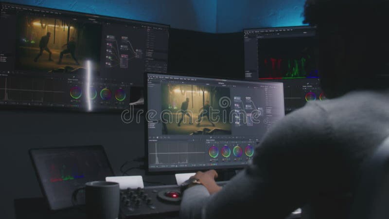 Film Editor Does Color Grading on Control Surface Stock Footage - Video ...