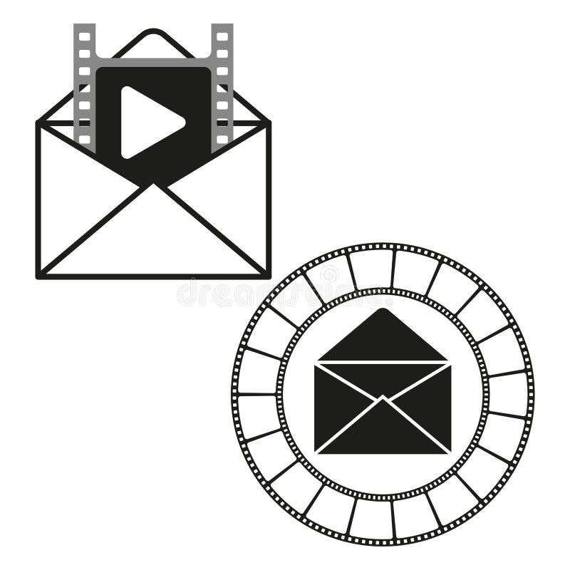 Film Envelope Icon. Play Button Message. Vector Cinema Mail. Decorative ...
