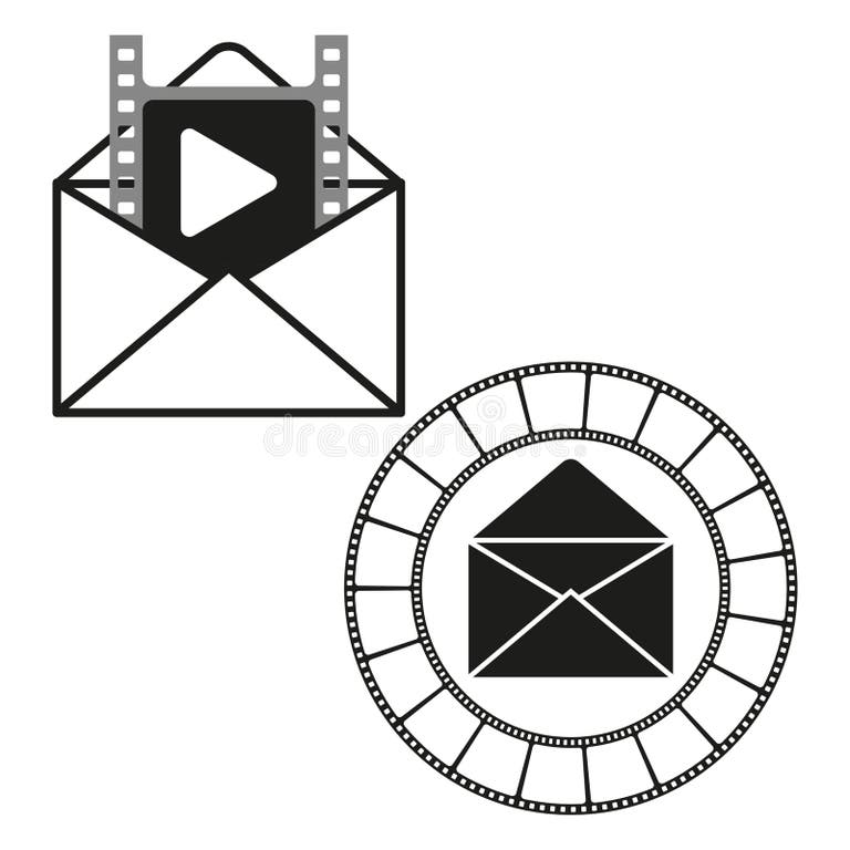 Film Envelope Icon. Play Button Message. Vector Cinema Mail. Decorative ...