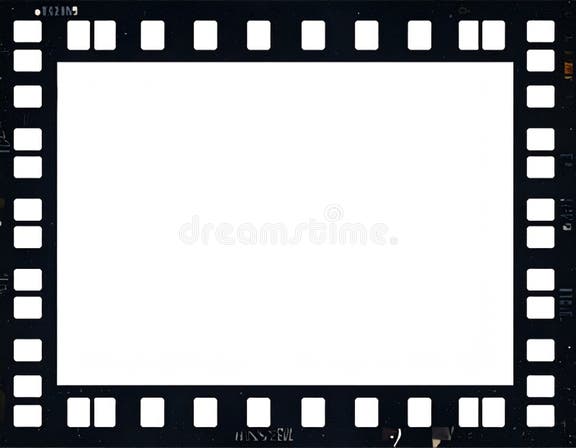 Film Frame Border Black Rectangular Shape with Sprocket Holes on White ...