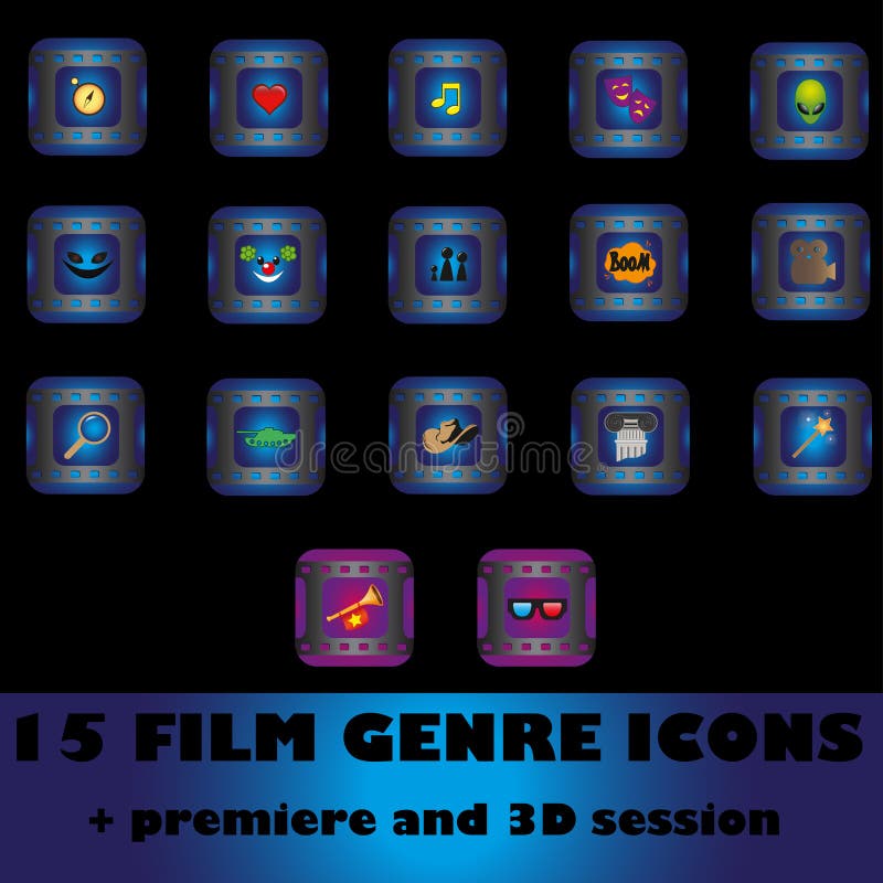 Movie genres icons vector stock vector. Illustration of icons - 10044244