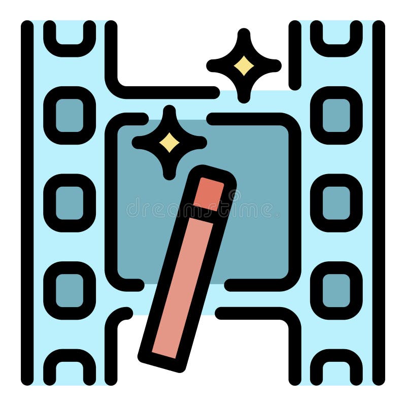 Film Magic Stick Icon Color Outline Vector Stock Vector - Illustration ...