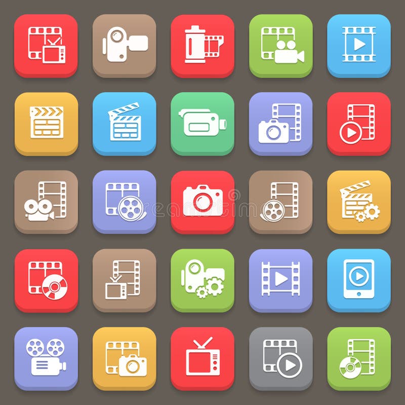 Film and Movie Icons for Web or Mobile. Vector Stock Vector ...