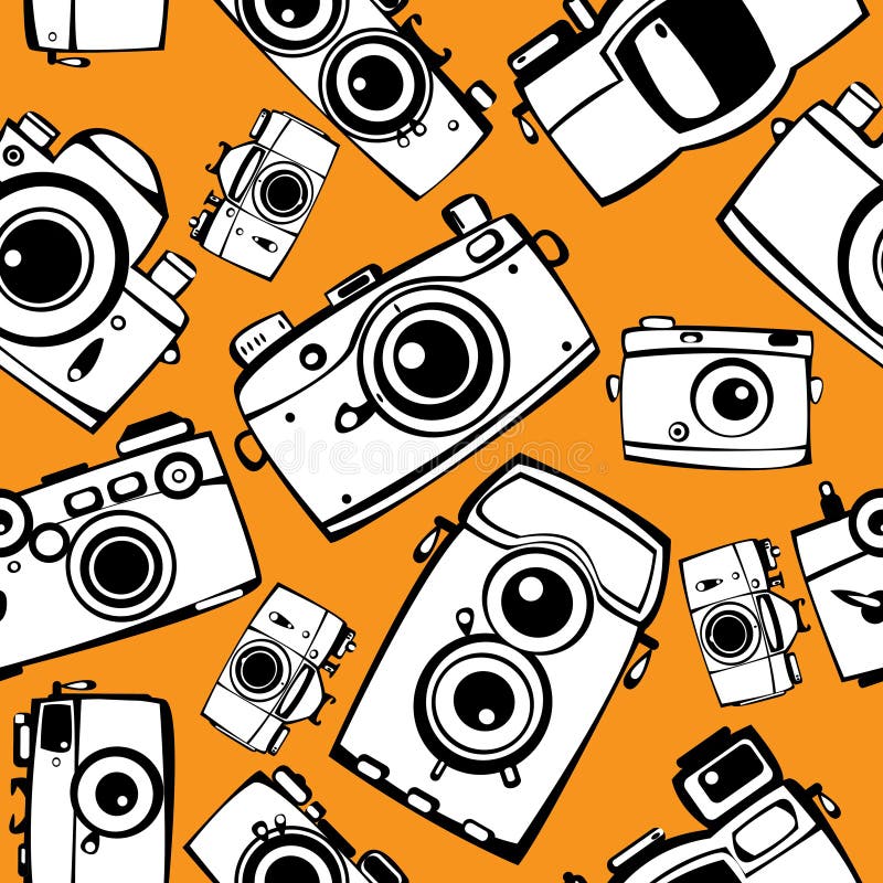 Seamless Pattern Vintage Film Photo Cameras Stock Vector - Illustration ...