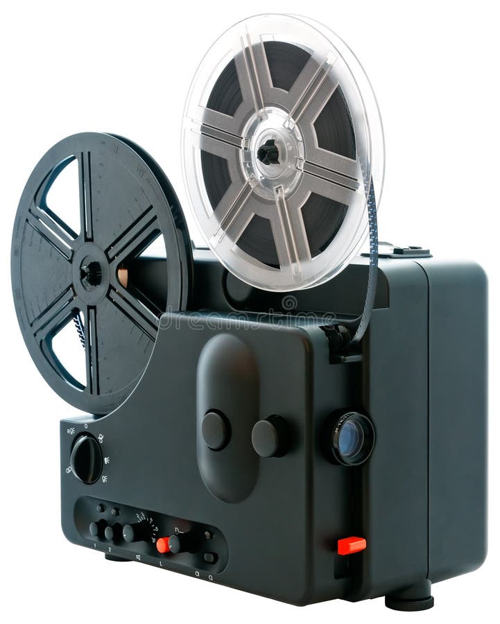 Old Film Projector Isolated On White Stock Image - Image of film ...