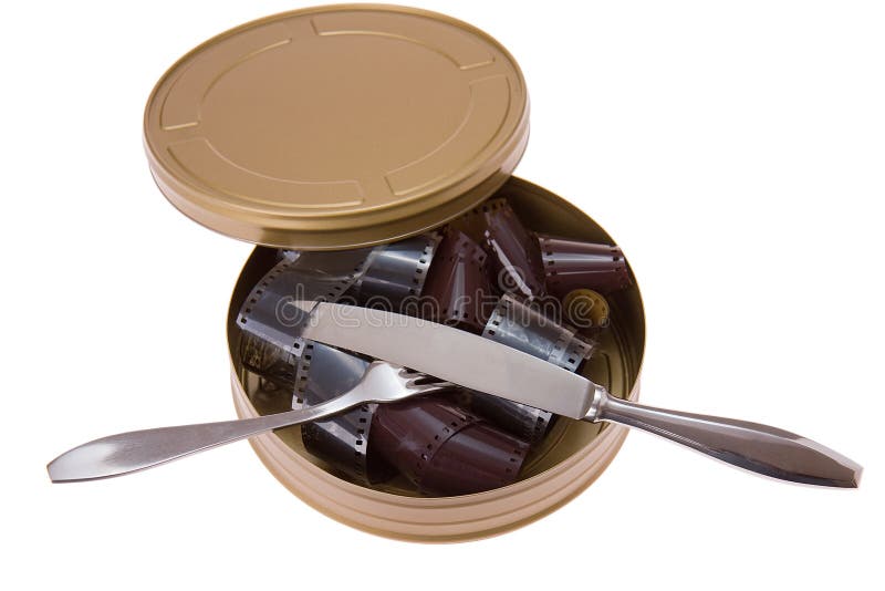 Movie film canisters stock image. Image of snack, experience - 12992651