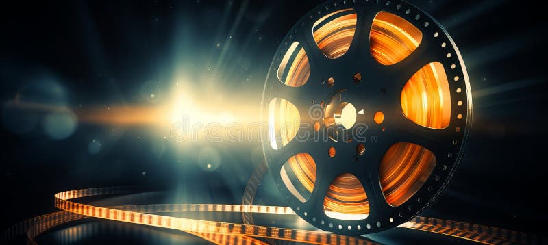Film Reel Illuminated by Dramatic Lighting with a Glowing Background ...