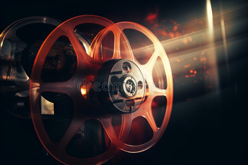 Film Reel Spinning on a Projector Stock Illustration - Illustration of ...