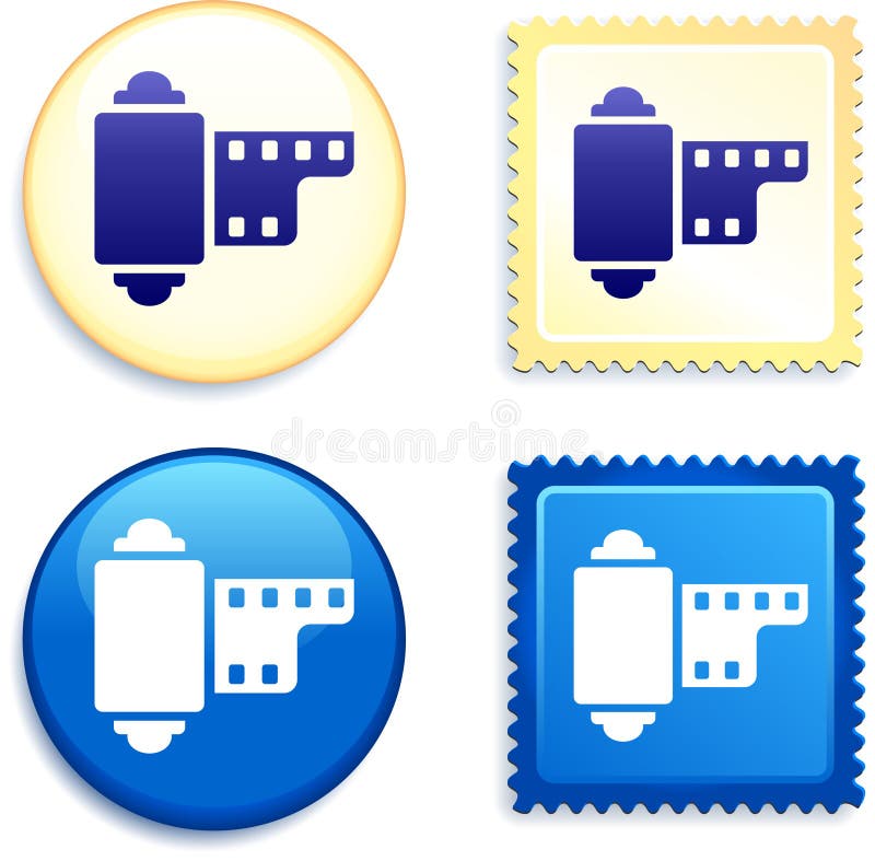 Film Reel Stamp and Button stock illustration. Illustration of glowing ...