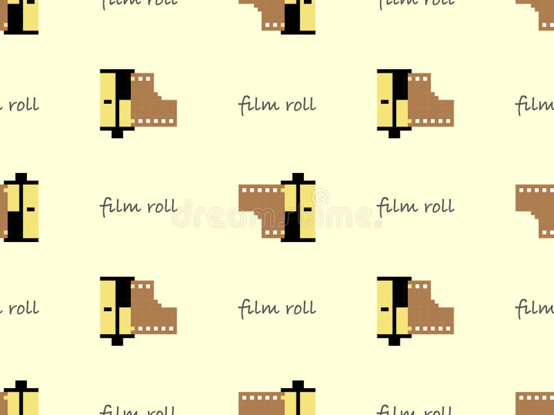Film Roll Seamless Pattern on Yellow Background. Pixel Style Stock ...