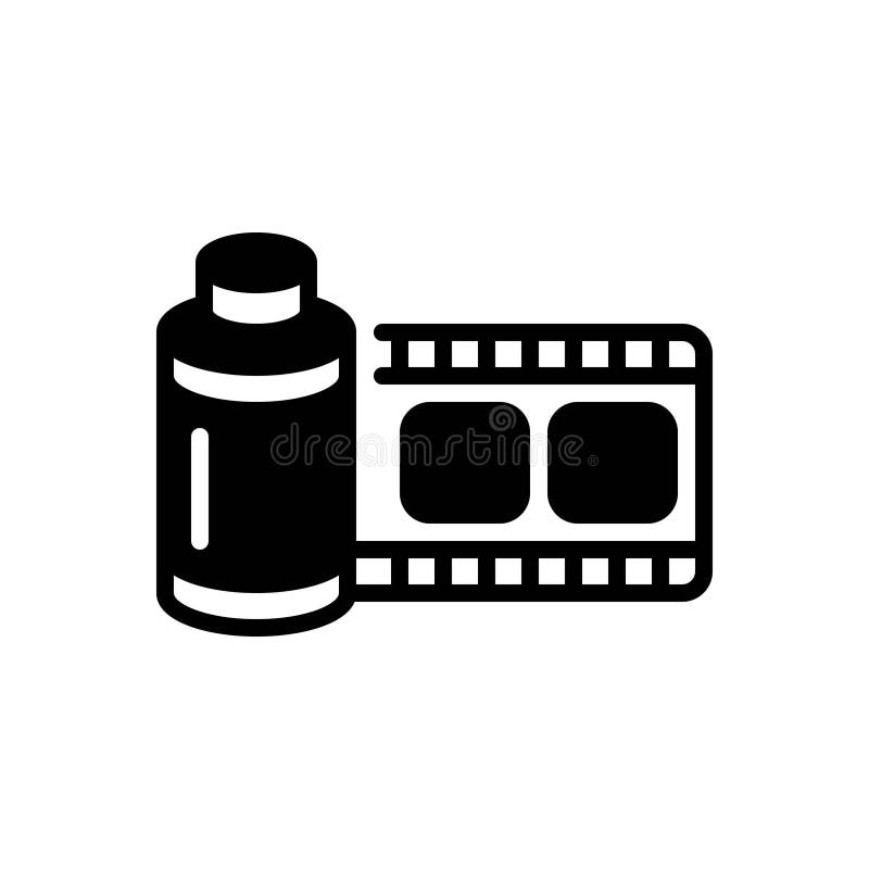 Black Solid Icon for Film Roll, Cartrige and Strip Stock Illustration ...