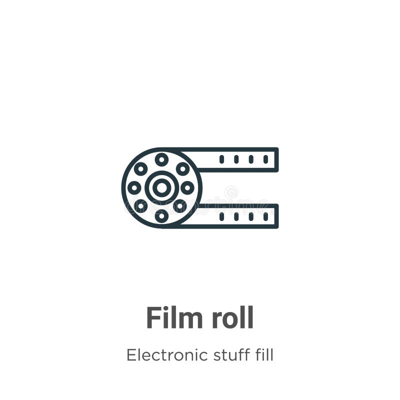 Film Roll Outline Vector Icon. Thin Line Black Film Roll Icon, Flat ...