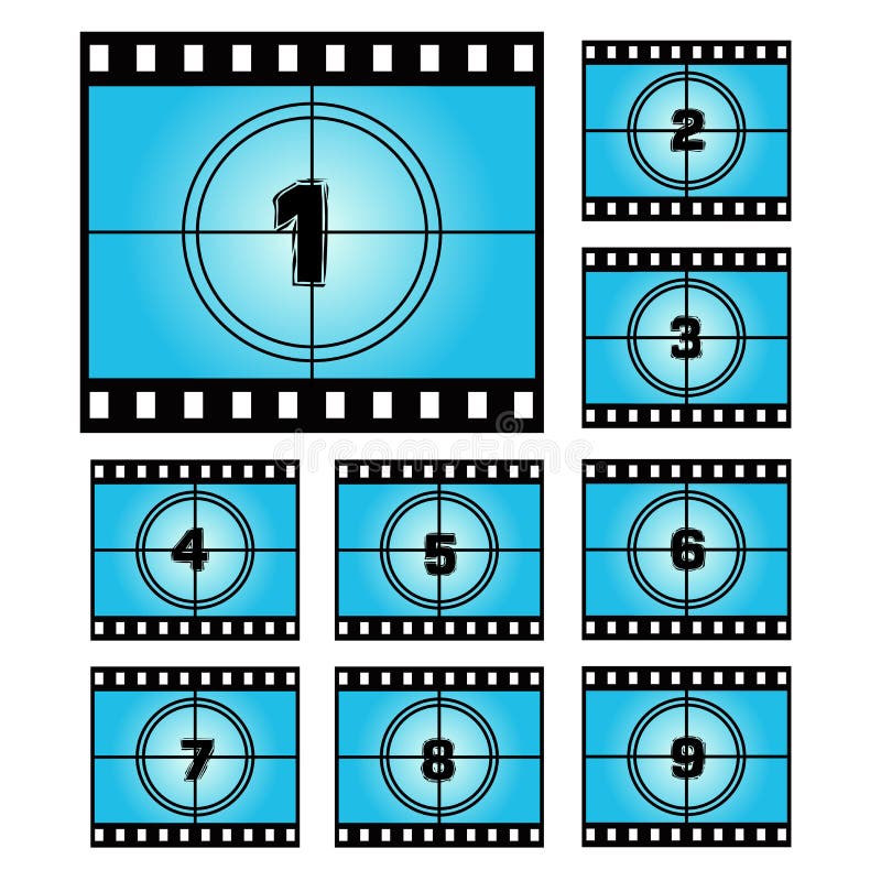 Film Screen Countdown Numbers. Stock Vector - Illustration of 35mm ...