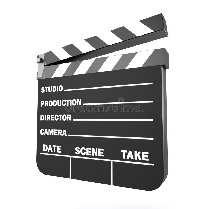 Film Slate with Movie Film Reel Stock Illustration - Illustration of ...