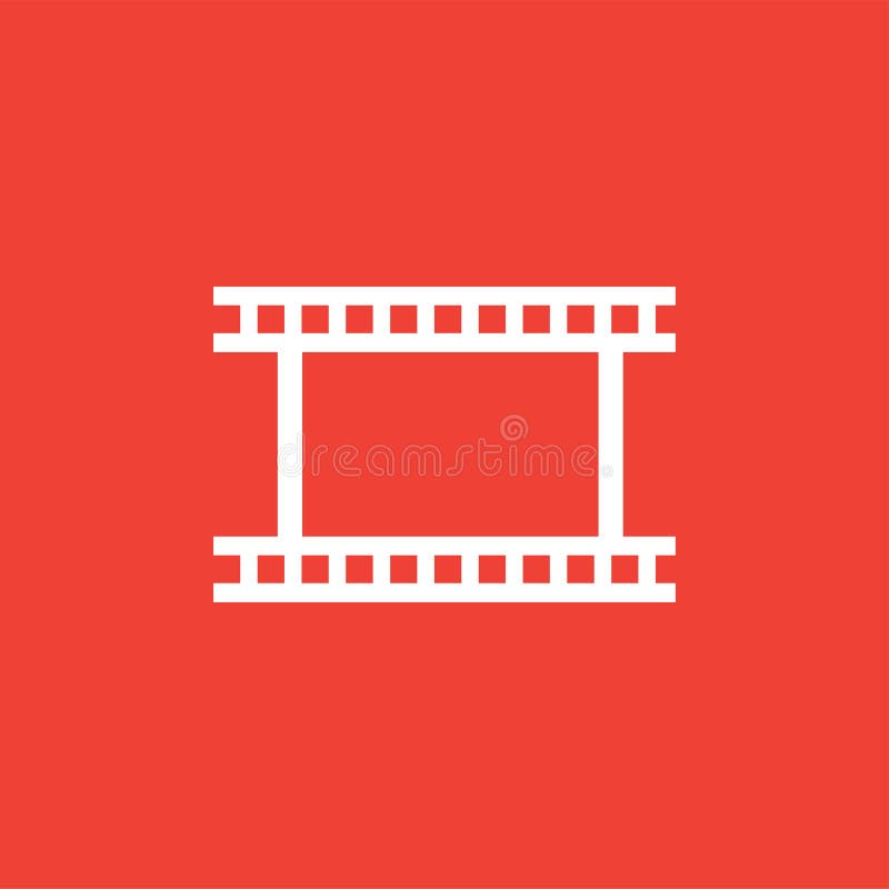 Film Strip Icon on Red Background. Red Flat Style Vector Illustration ...