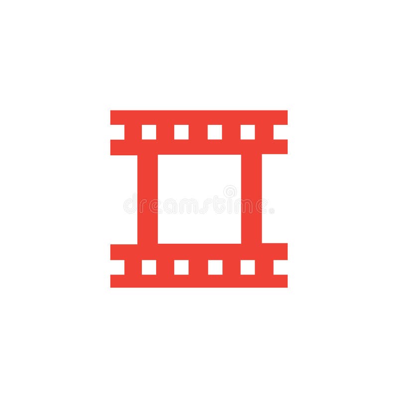 Film Strip Red Icon on White Background. Red Flat Style Vector ...