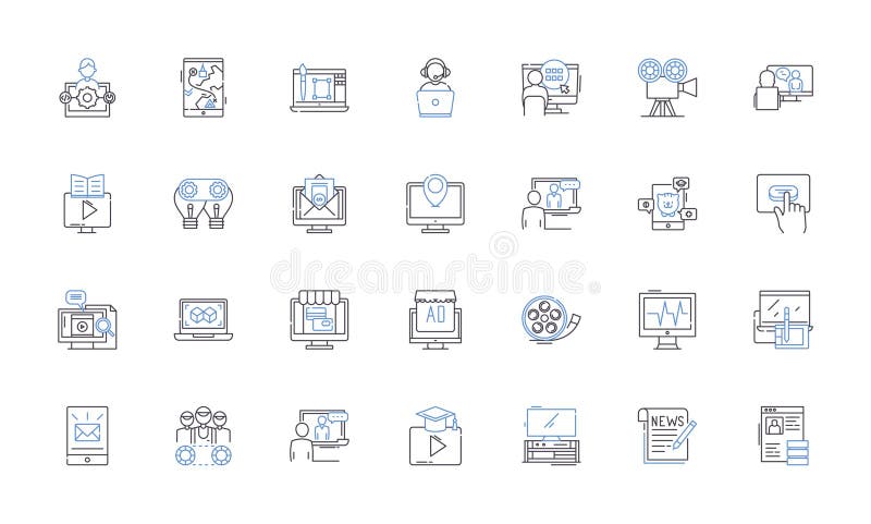 Film Studio Line Icons Collection. Production, Cinematography ...