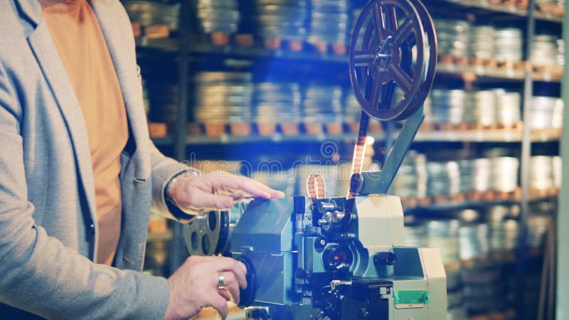 Reels of Videotape Rotate Inside a VCR Tape Recorder, Top View Stock ...