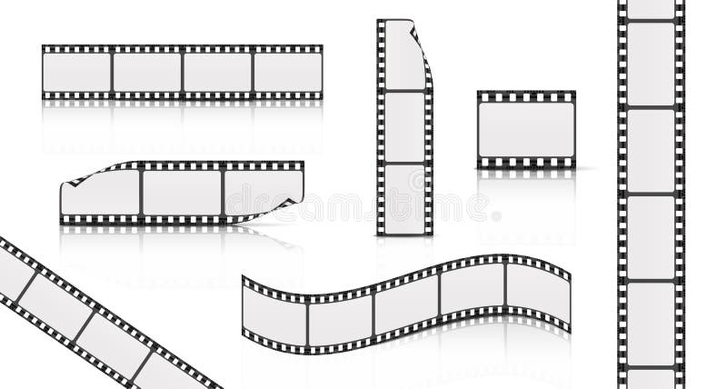 Film Tape Strips in Flat Front Side. Isolated. Cinema Concept. 3d ...
