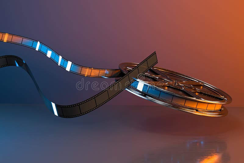 Film Tapes with Dark Background, 3d Rendering Stock Illustration ...