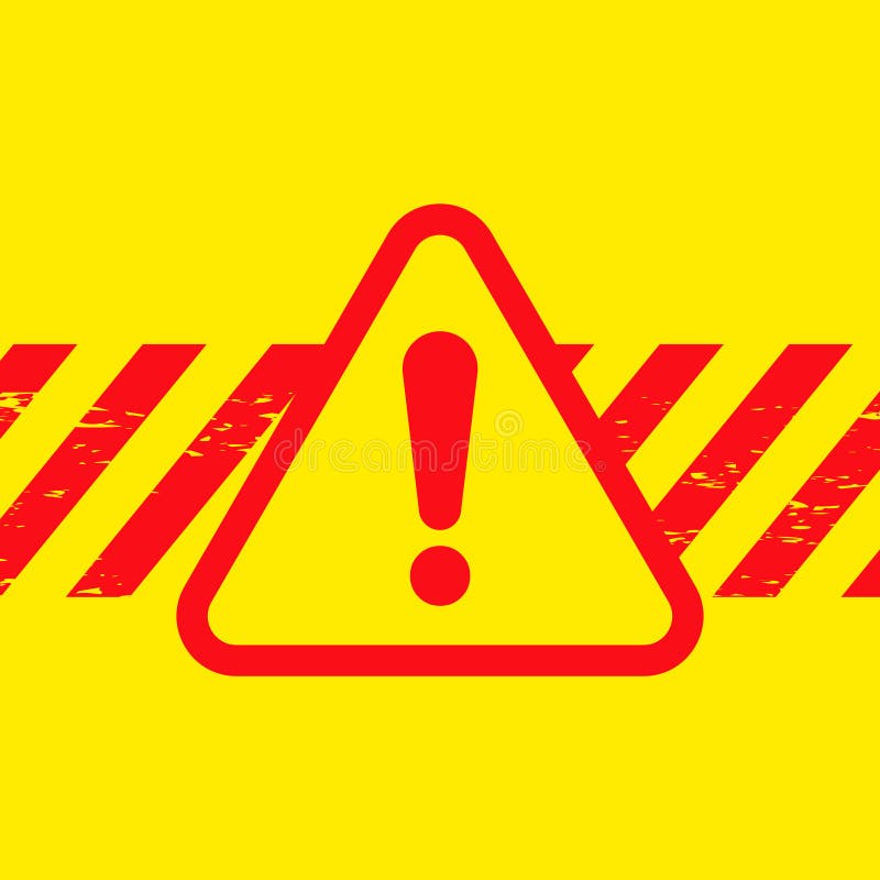 Attention Warning Sign Vector with Exclamation Mark and Grunge Stripes ...
