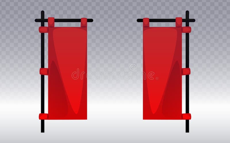 Traditional Japanese Red Samurai Banners or Flags on Poles, Ideal for ...