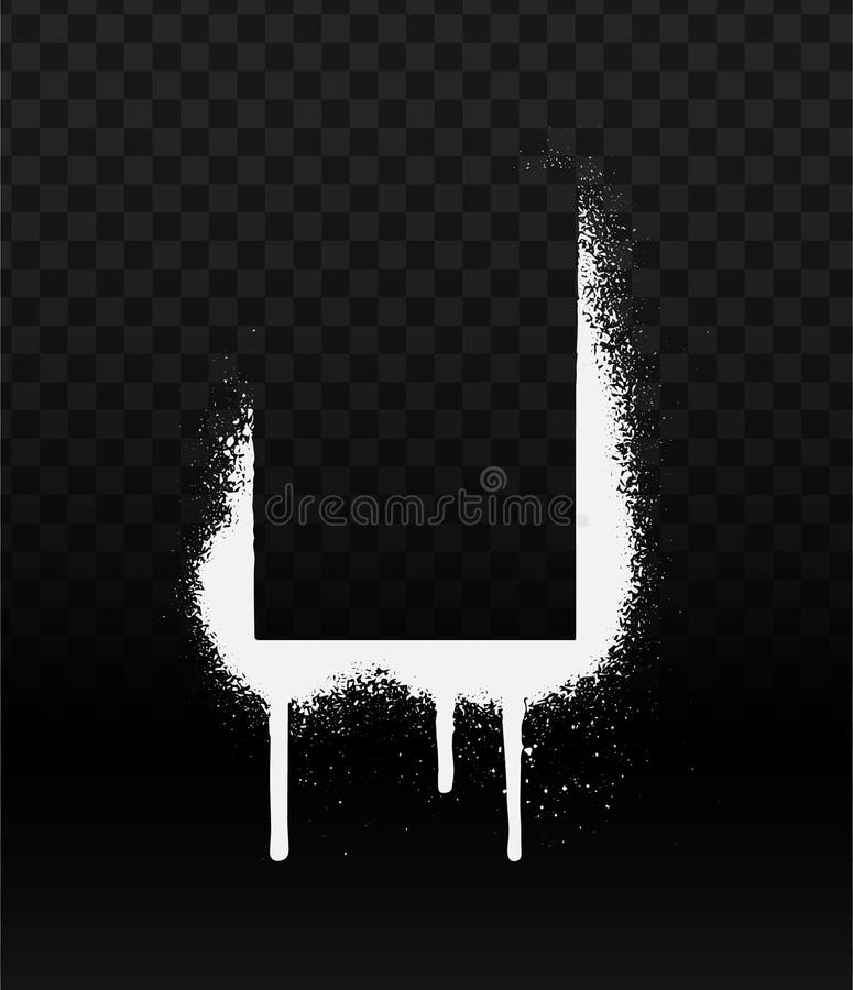 White Graffiti Spray Paint Rectangle Stencil with Drips Vector on Dark ...