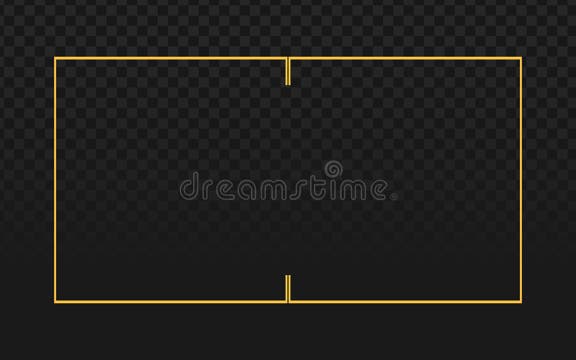 Cinematic Golden Frame Vector with Focus Marks. Rectangle Film Reel ...