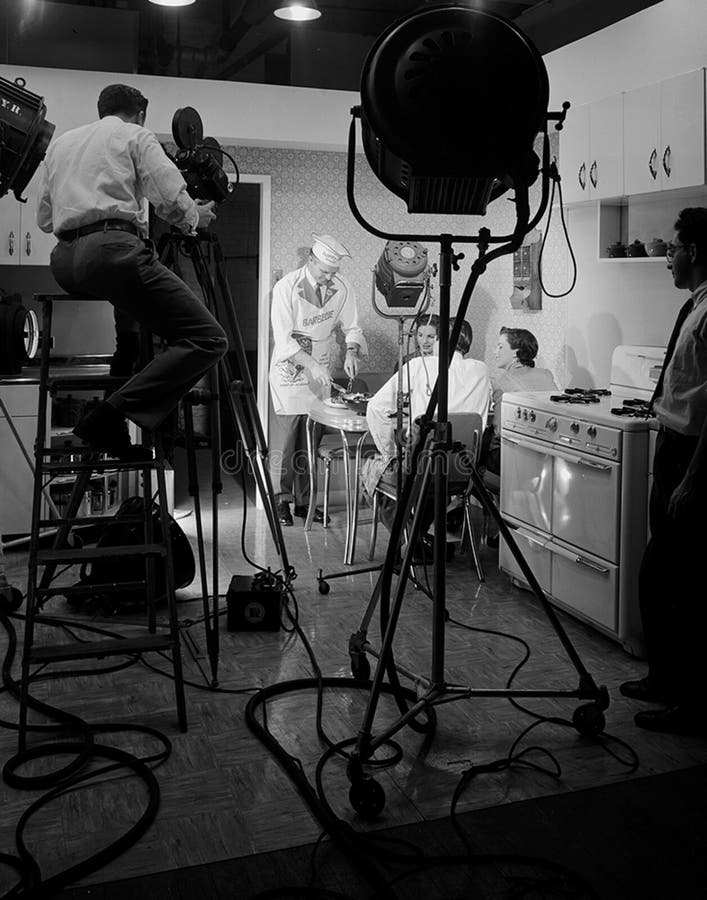 [Filming Actors At Table, Motion Picture Kitchen Set, Texas-Illinois Co ...