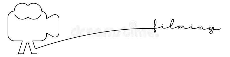 Filming, Camera One Line Icon with Caption. Continuous Line. Flat ...