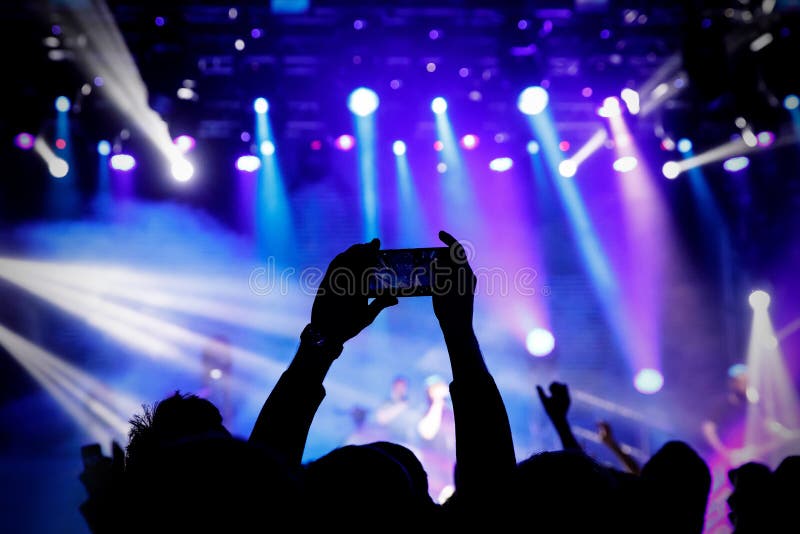 Filming a Concert on Mobile Phone Camera Stock Image - Image of night ...