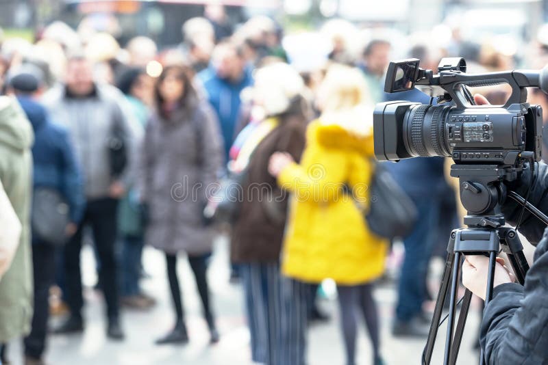 Filming Crowd of People with a Video Camera Stock Image - Image of ...