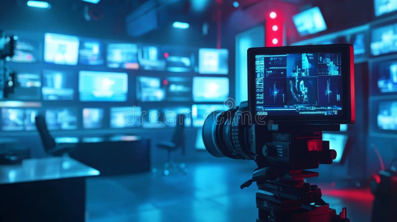 Filming an Engaging Interview in a Television Studio with Blurred ...