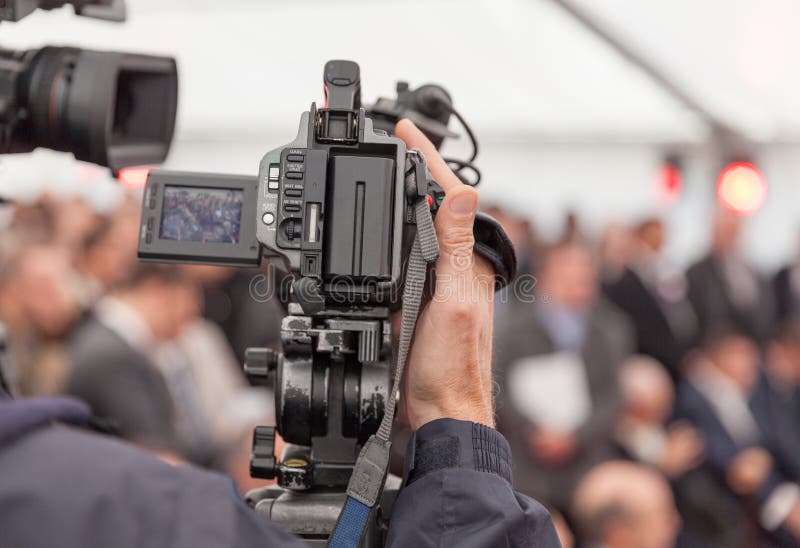Filming an Event with a Video Camera Stock Image - Image of television ...
