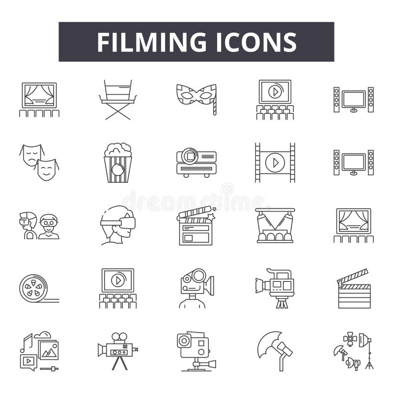 Filming Line Icons, Signs, Vector Set, Outline Illustration Concept ...