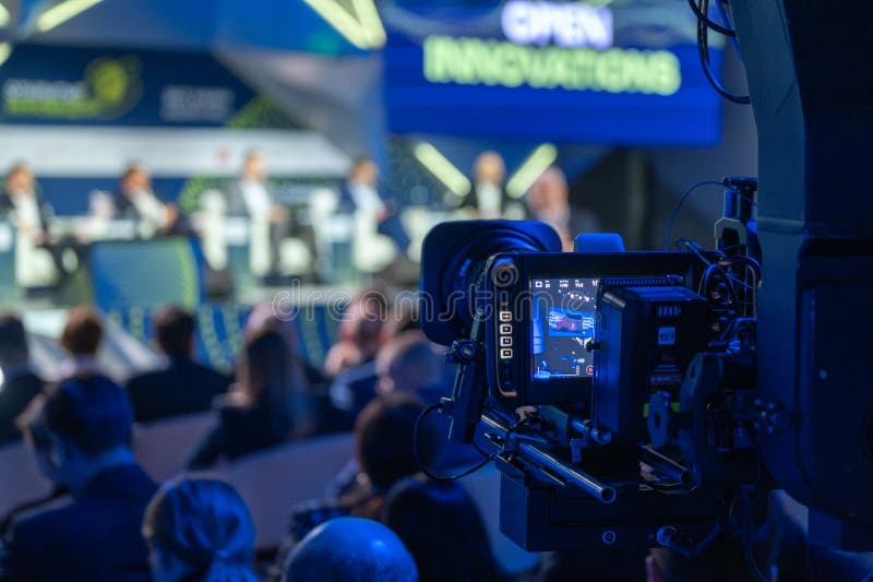 Filming a Live Panel Discussion at a Conference Stock Image - Image of ...