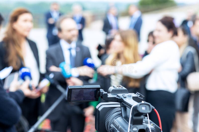Press Conference with Breaking News or Media Event Stock Photo - Image ...