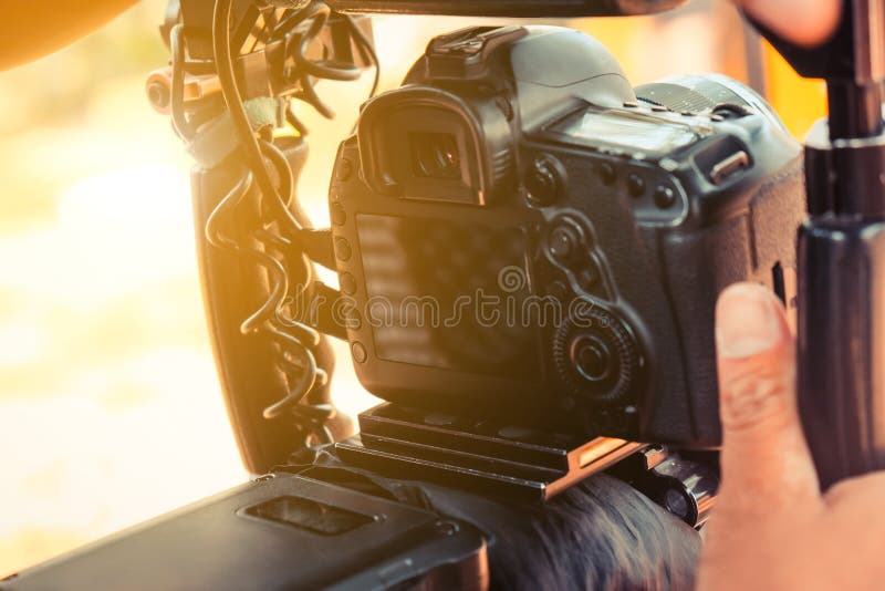 Filming with Professional Camera Background Stock Image - Image of ...