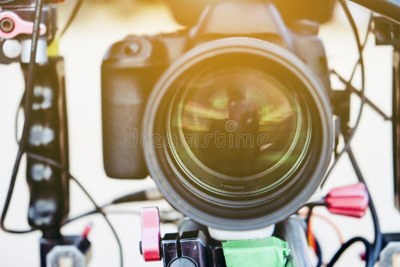 Filming with Professional Camera Background Stock Photo - Image of ...