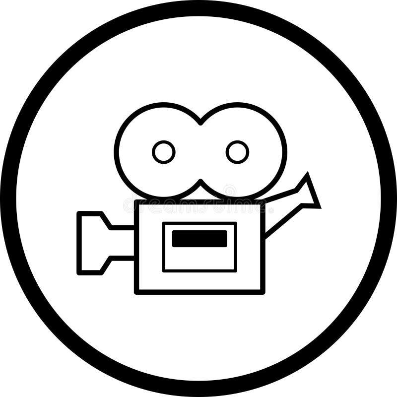 Filmkamera-Line-Symbol Auf Schwarzem Hintergrund Vector Illustration Im ...