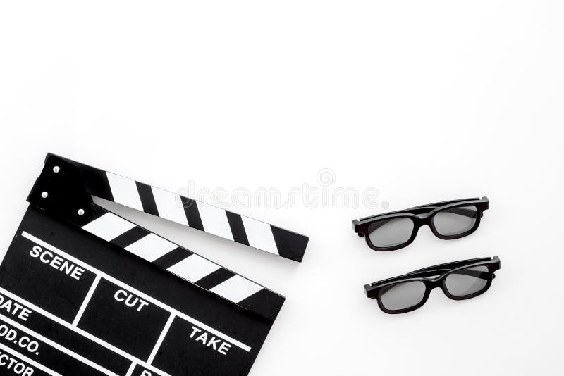 Filmmaker Accessories. Clapperboard and Glasses on White Background Top ...