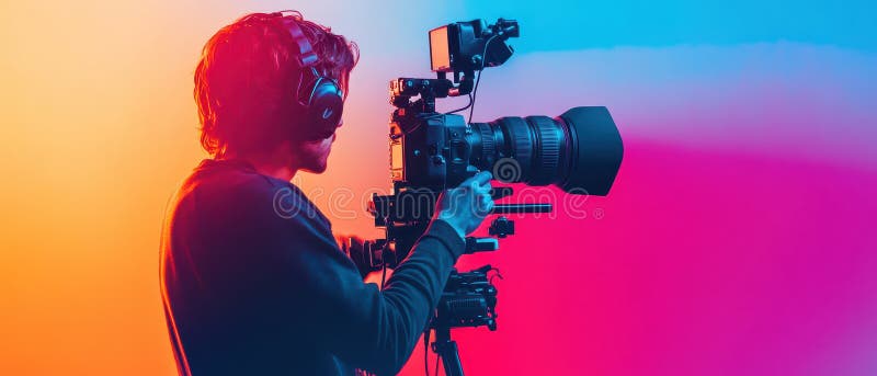 Filmmaker Using Pro Camera for Content Stock Photo - Image of passion ...