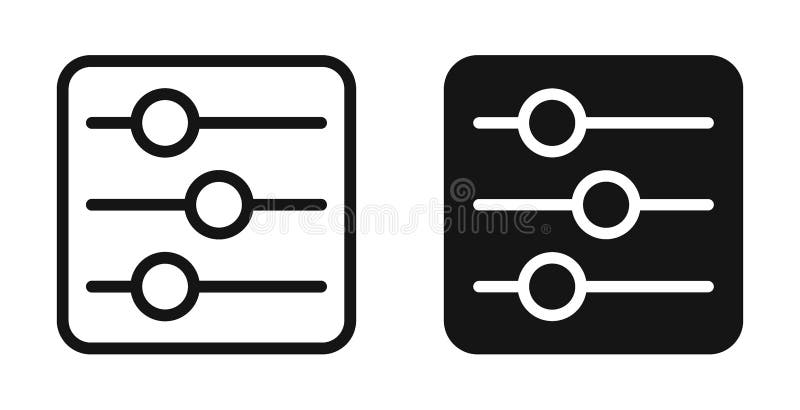 Filter Button Vector Icon Set in Black and White Outlines Stock Vector ...