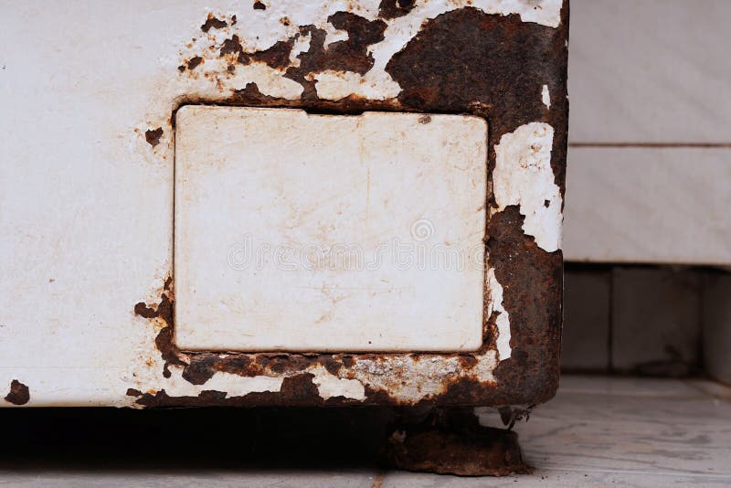Rusty Old Washing Machine in a Bathroom - Broken Corner - Wide Angle ...