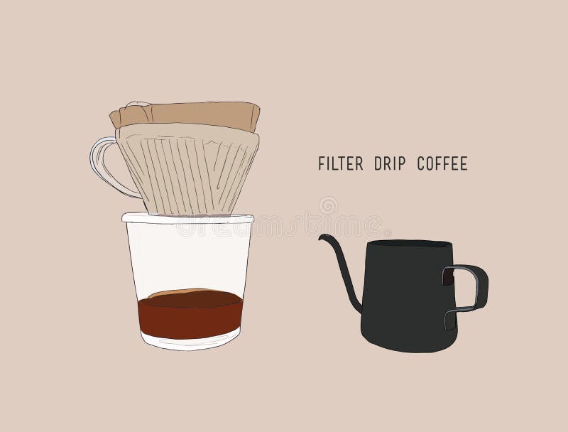Filter Drip Coffee, Sketch Vector. Stock Vector - Illustration of ...